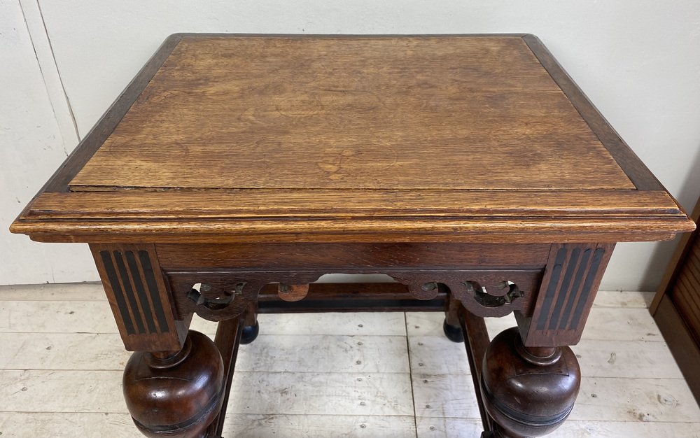 Antique Dutch Renaissance Style Side Table with Oak and Ebony Inlay for ...