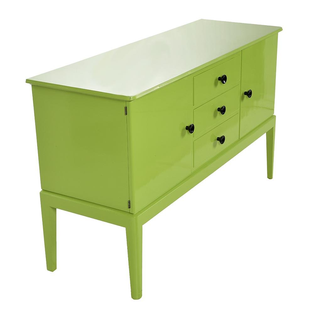 Green Lacquered Wooden Buffet for sale at Pamono