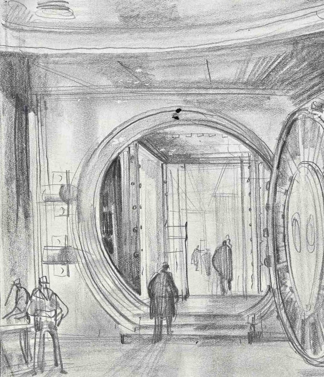 Roger Clamagirand, The Caveau, Drawing in Pencil, Mid 20th-Century for ...