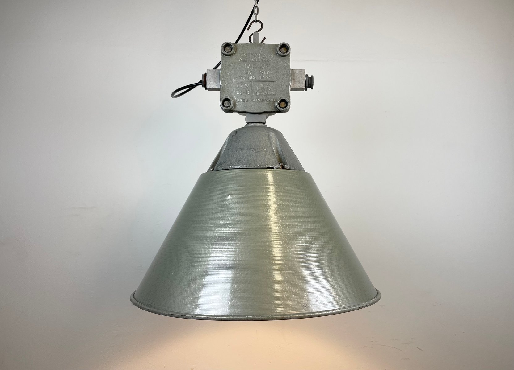 Industrial Explosion Proof Lamp with Aluminium Shade from Polam, 1970s ...