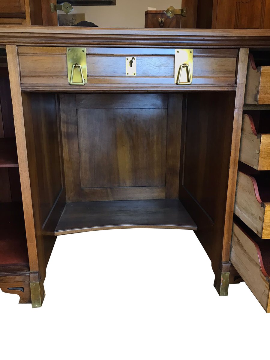 Neoclassical Desk with Floral Carving and Marble Plate for sale at Pamono