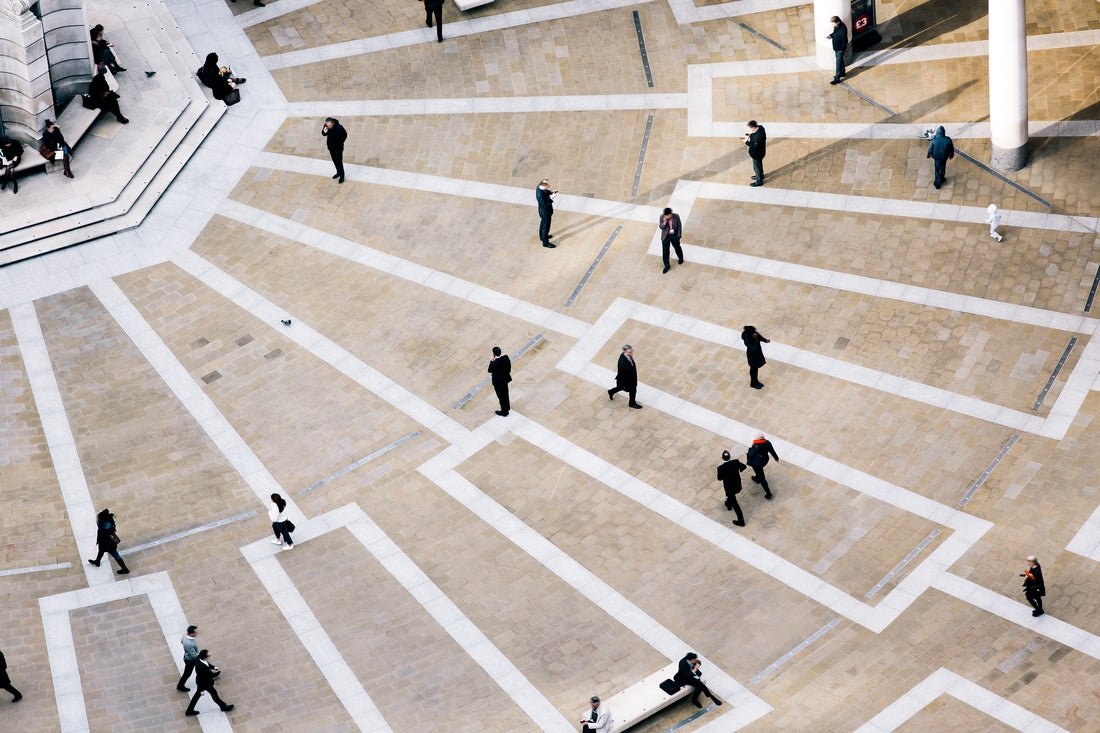 Alexander Spatari, High Angle View of Pedestrians at Paternoster Square ...