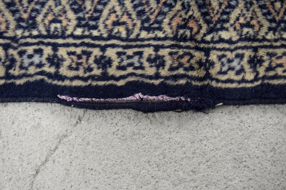 Pakistani Hand-Woven Blue Bukhara Rug from Ikea, 1960s for sale at Pamono