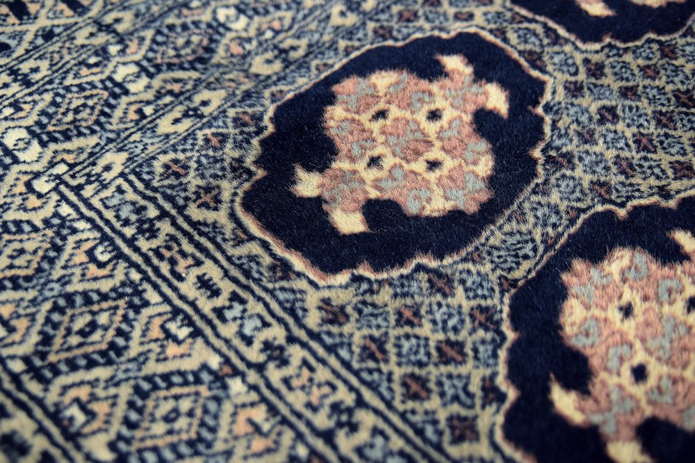 Pakistani Hand-Woven Blue Bukhara Rug from Ikea, 1960s for sale at Pamono