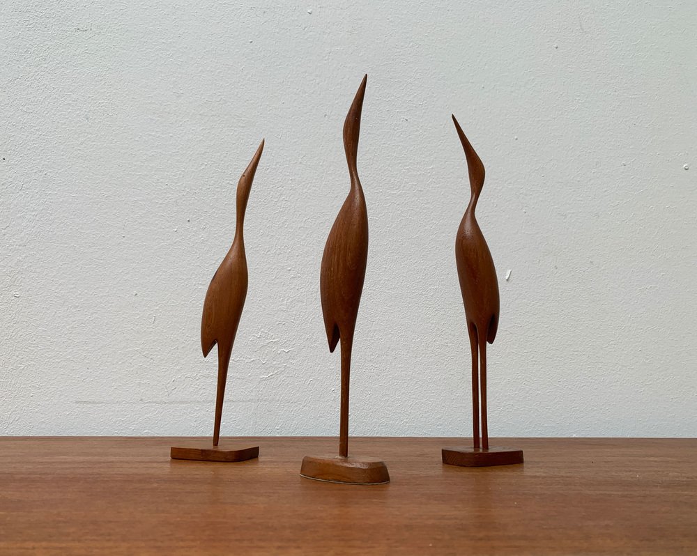 Mid-Century Teak Birds, 1960s, Set of 3 for sale at Pamono
