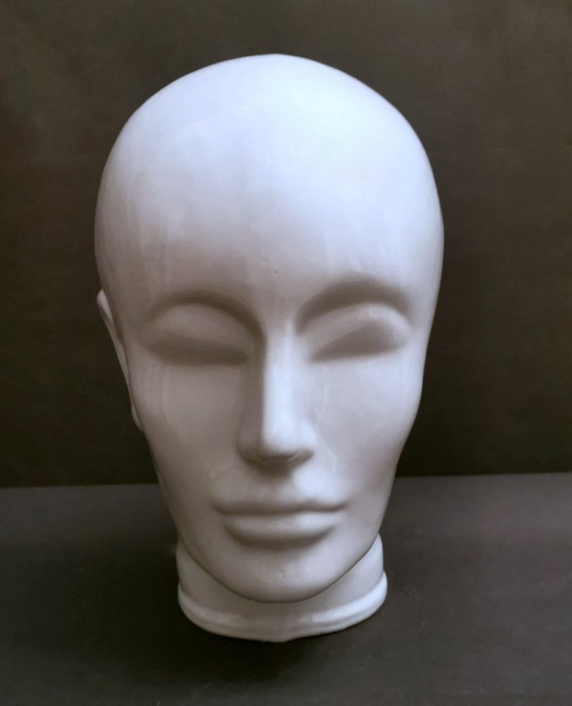 Vintage Italian Head in White Glazed Ceramic for sale at Pamono