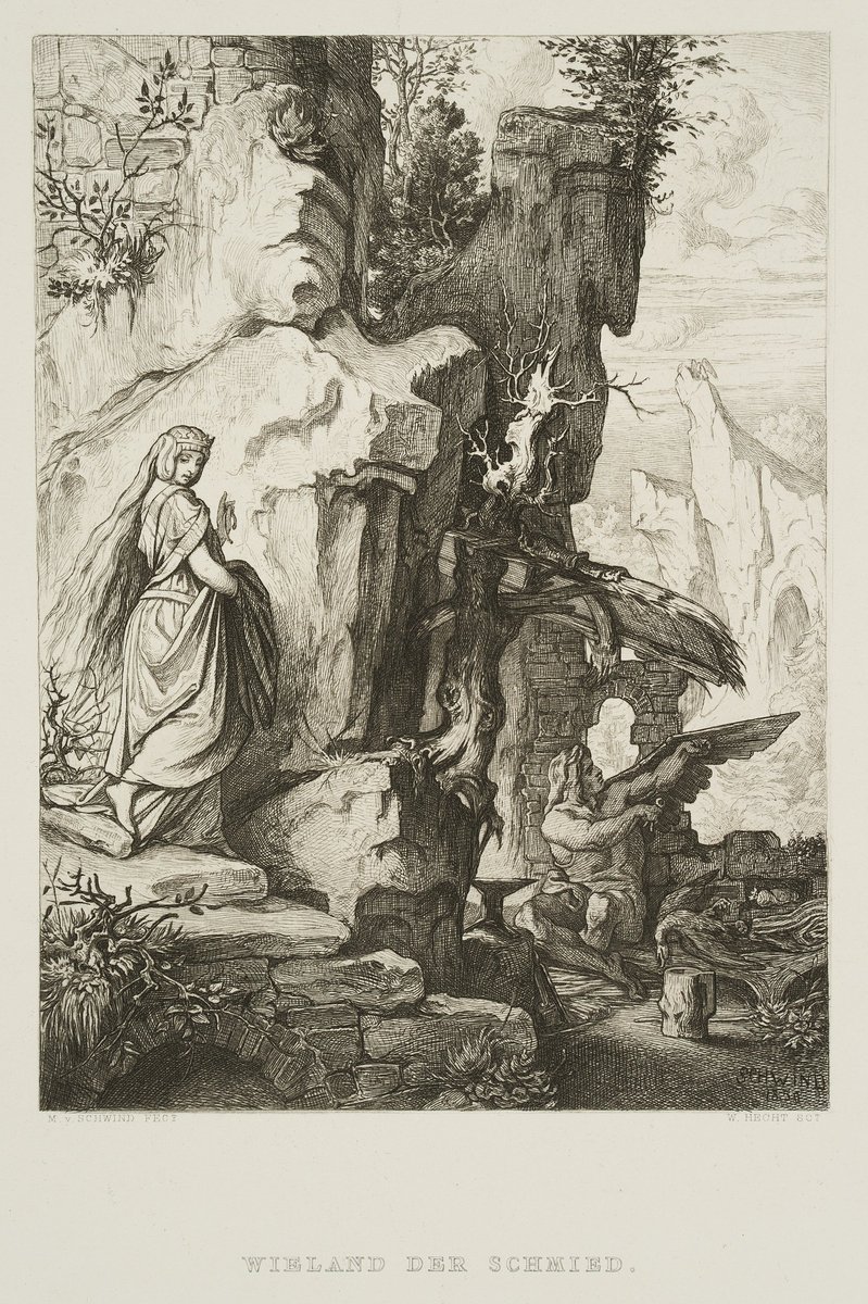 W. Hecht, The Blacksmith, 1850, Etching for sale at Pamono
