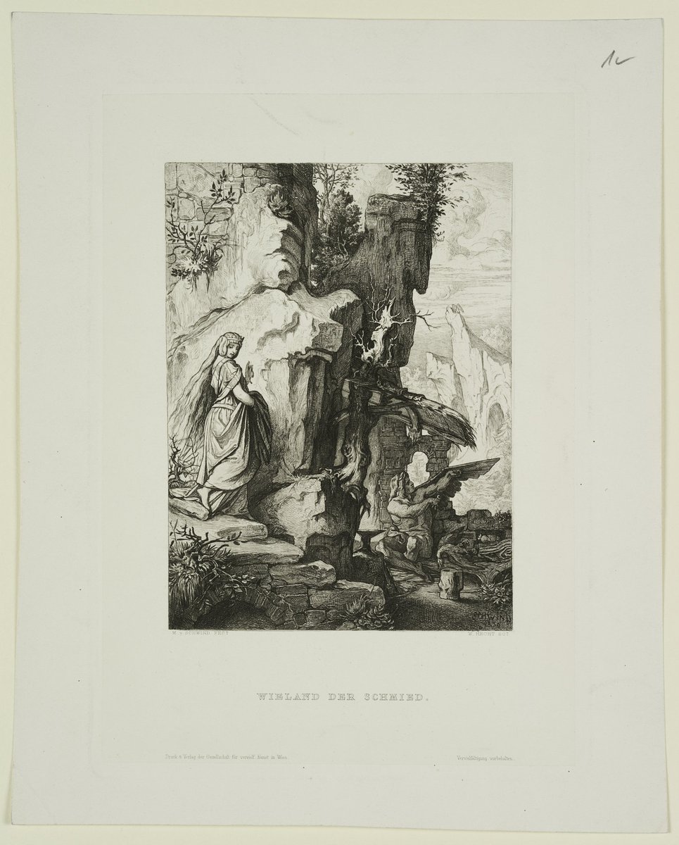 W. Hecht, The Blacksmith, 1850, Etching for sale at Pamono