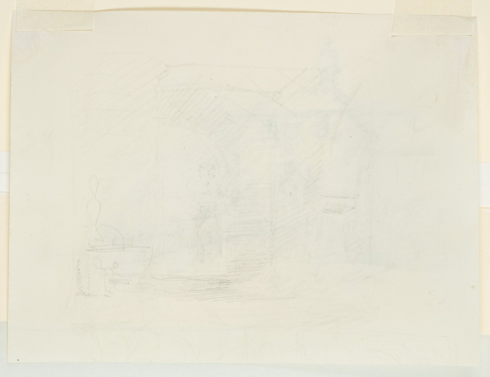 A. Bayer, Old Entrance of the Castle in Baden, 19th-century, Pencil for ...