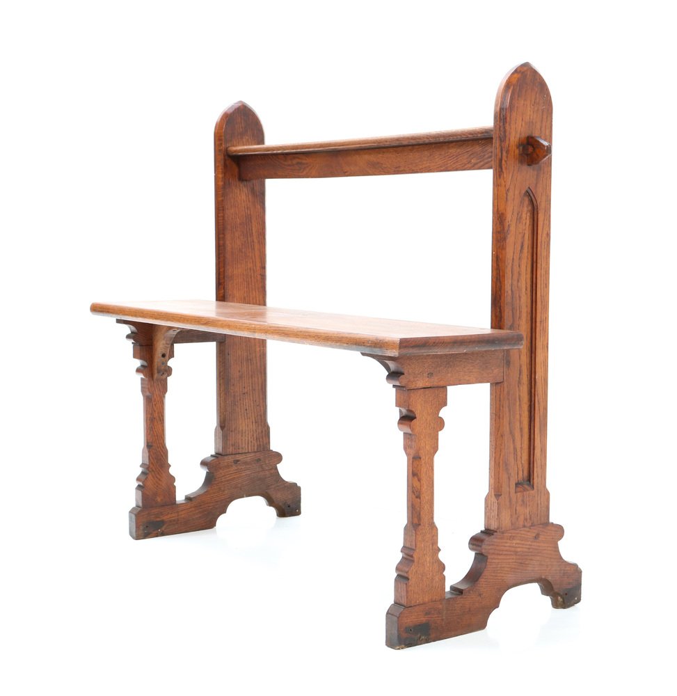 Gothic Revival Bench in Oak, 1900s for sale at Pamono