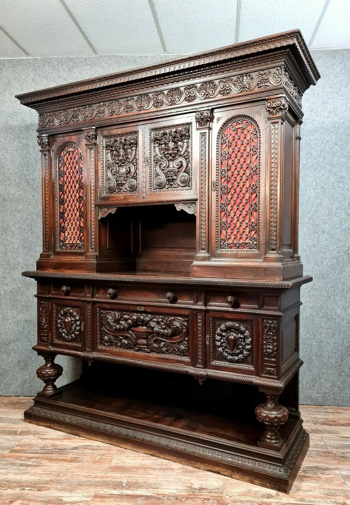Renaissance Chateau Buffet in Walnut with Brown Patina, 1850 for sale at Pamono