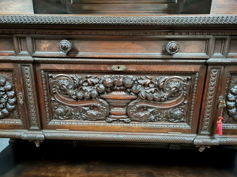 Renaissance Chateau Buffet in Walnut with Brown Patina, 1850 for sale at Pamono