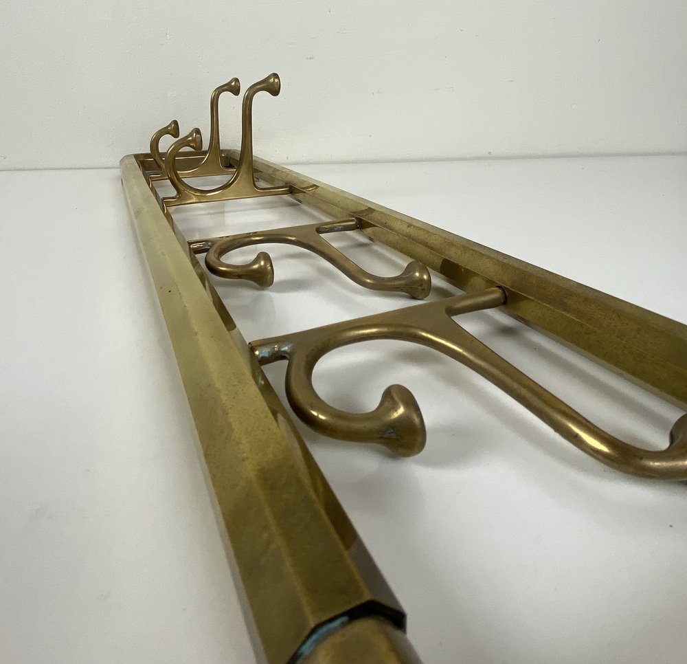 Art Deco Style Brass Coat Rack With Foldable Hooks, Austria, 1940s for ...