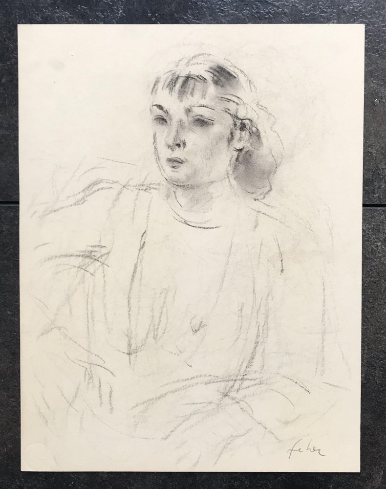 Henri Fehr, Jeune Femme Assise, 1930, Bleistift auf Papier bei Pamono ...