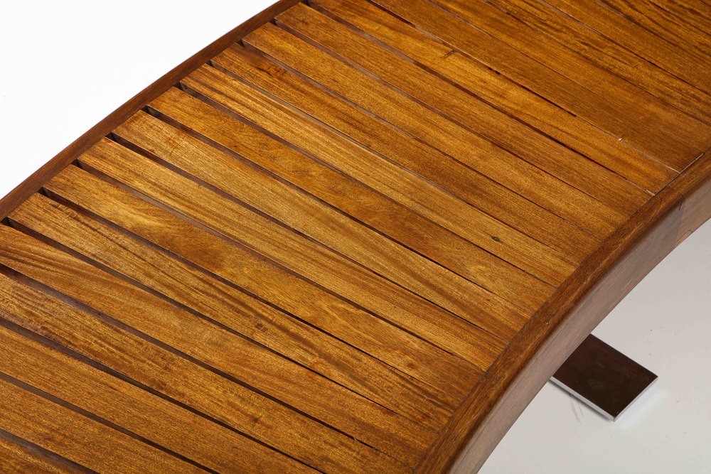 Mid-Century Modern Curved Solid Hardwood Slat Bench from Forma Brazil ...
