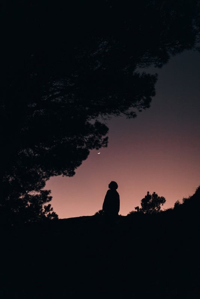 Igor Ustynskyy, Silhouette of Woman Against Clear Night Sky ...