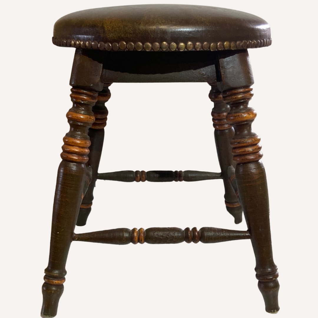 Antique Victorian Tudor Low Elm Bar Stool, England, 1900s for sale at ...