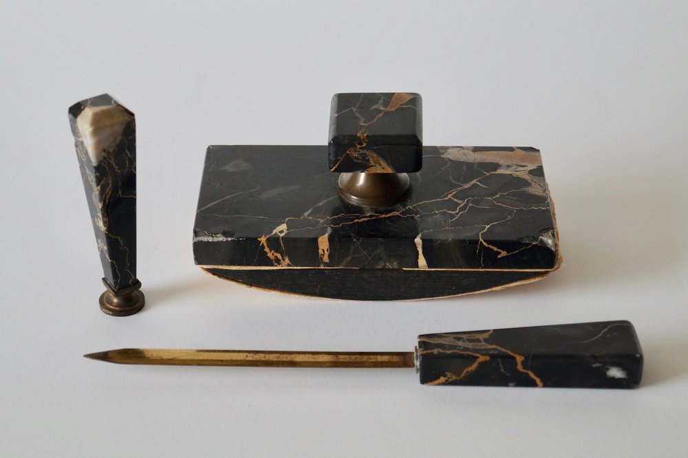 Art Deco Marble Desk Stationary Set by Jakob Maul, Germany, 1920s, Set ...