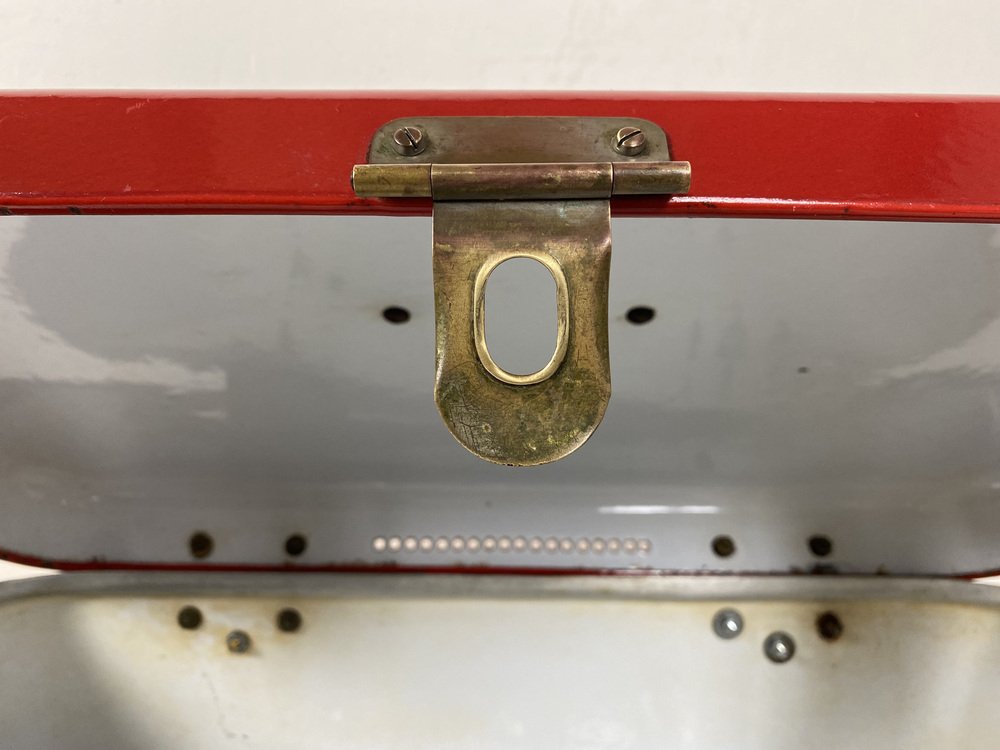 Bread Box in Enamelled Red, 1950s for sale at Pamono
