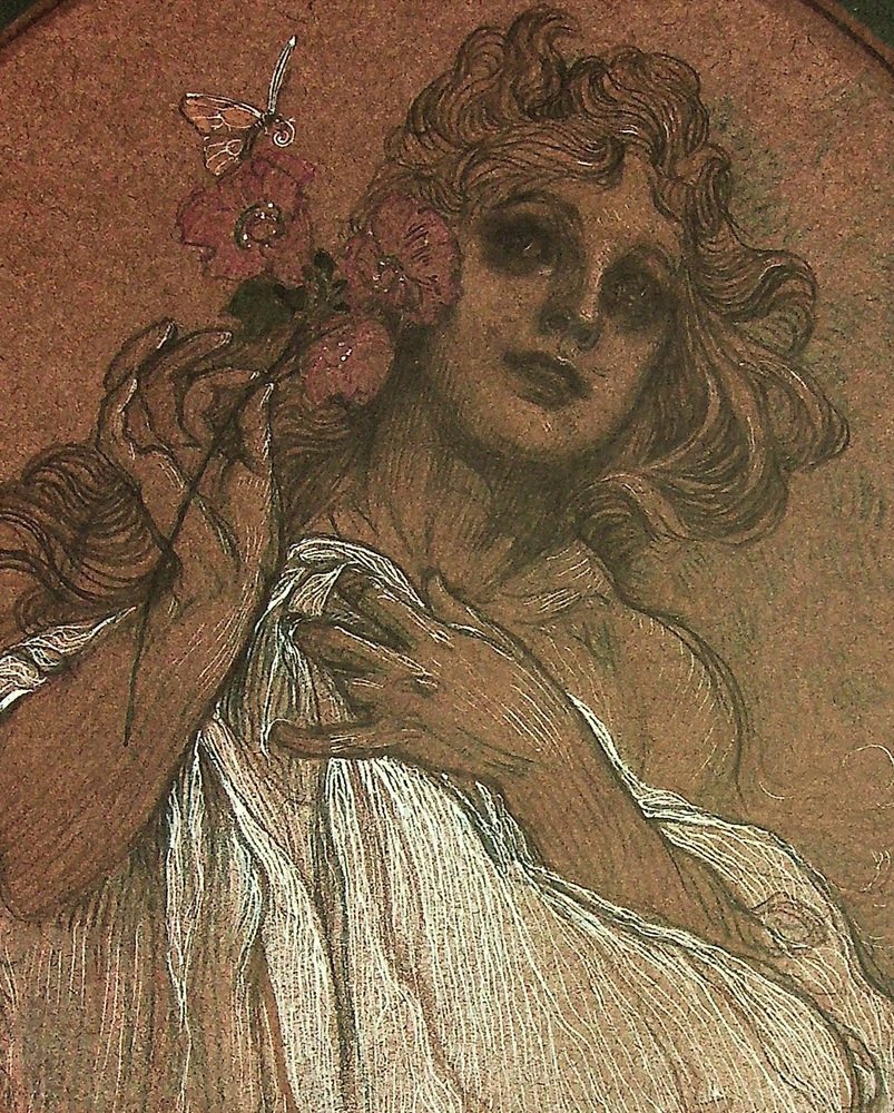 Nach Alphonse Mucha, Allegory of Spring, Farbphotolithographie bei ...