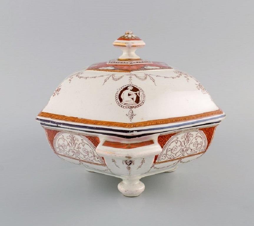 Antike englische Terrine und Teller aus Porzellan mit Deckel, 2er Set ...