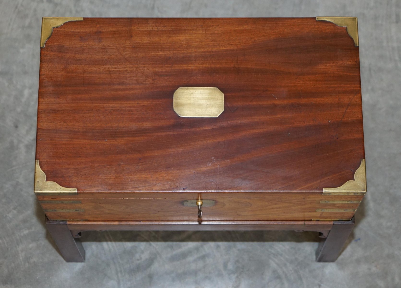 Antique Mahogany Military Campaign Writing Slope Desk & Later Stand for ...