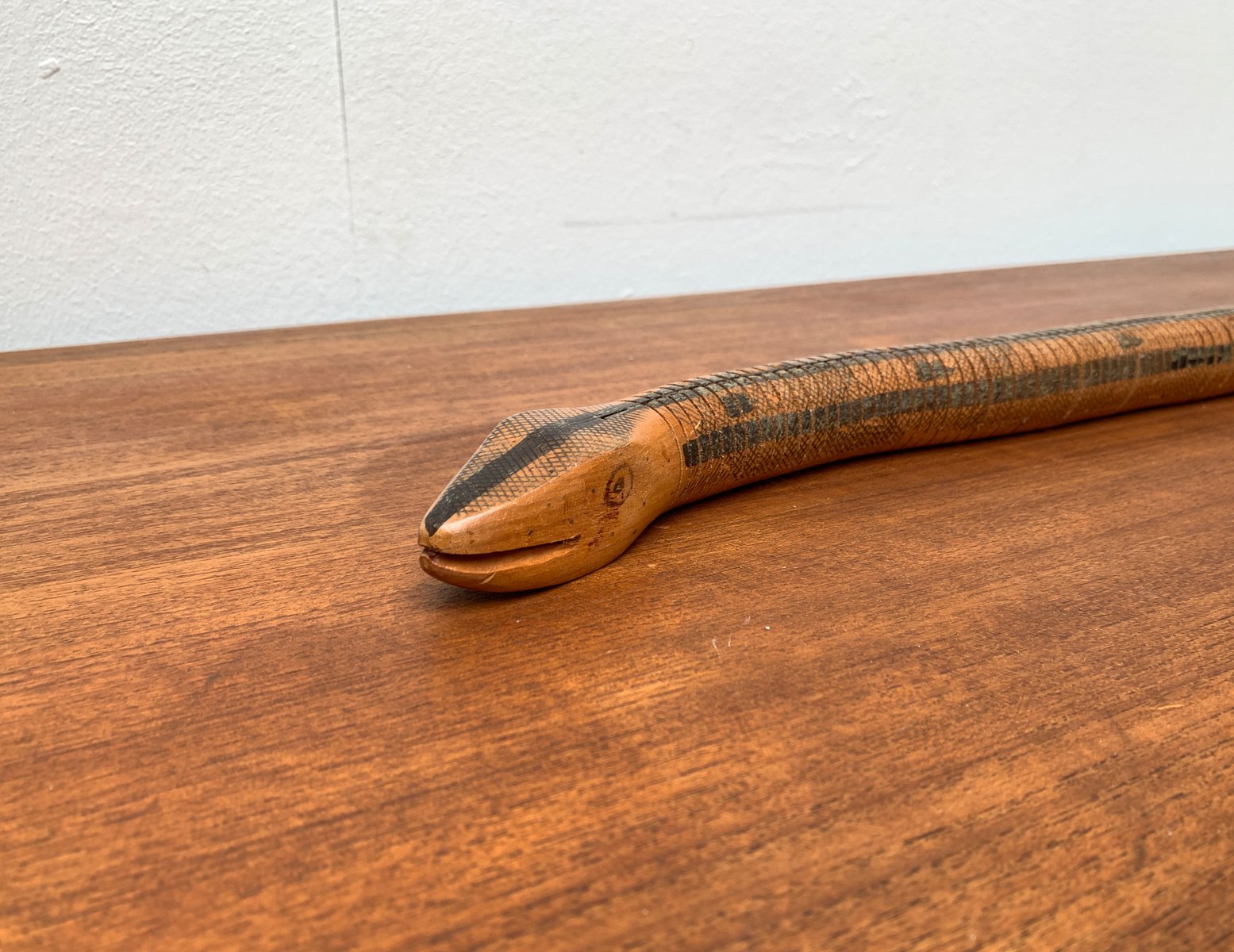 Vintage Flexible Wooden Snake Sculpture for sale at Pamono