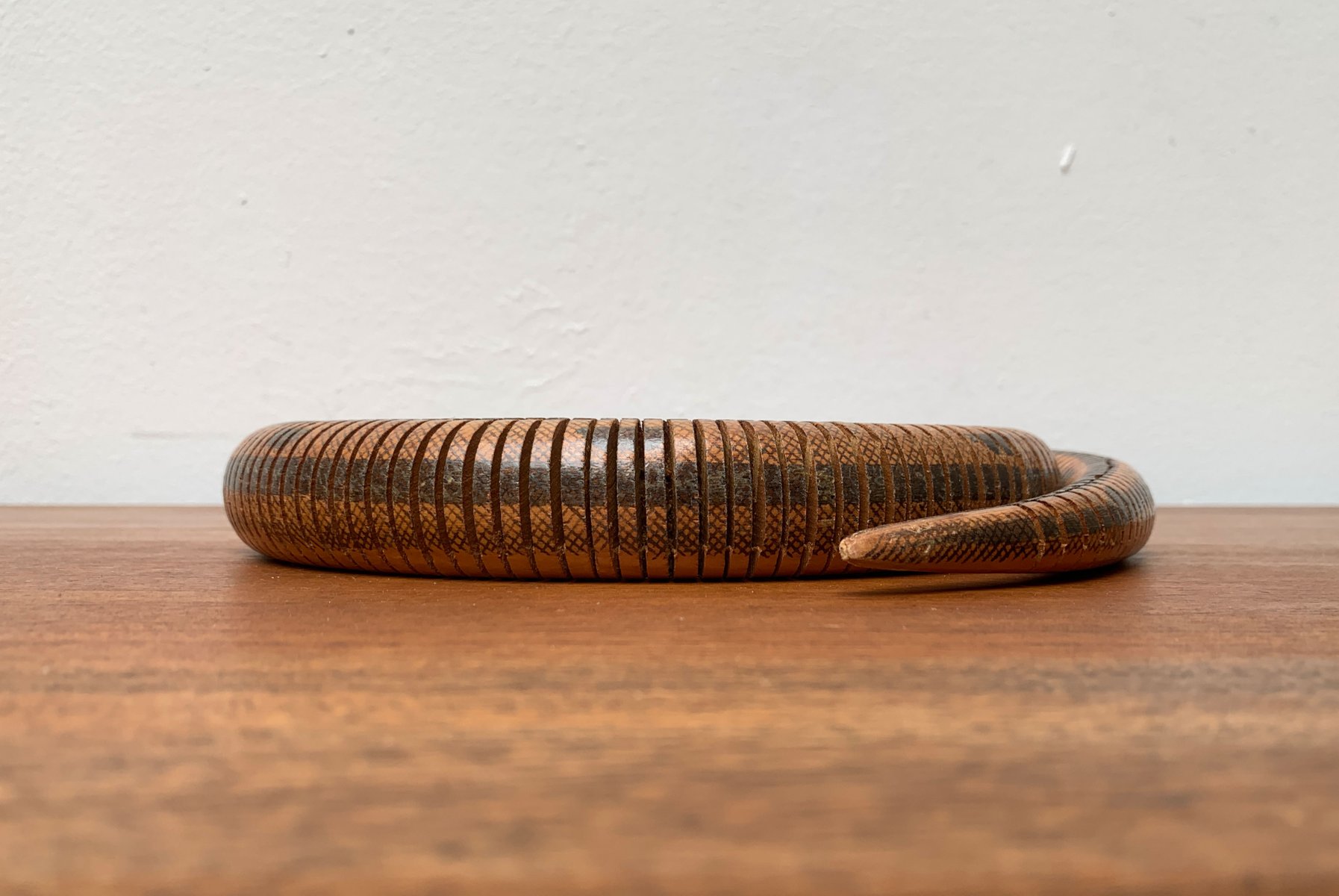 Vintage Flexible Wooden Snake Sculpture for sale at Pamono