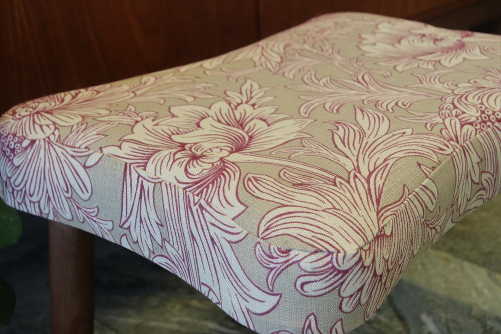 Danish Stool with Dog Bone-Shaped Seat with Chrysanthemum Toile ...