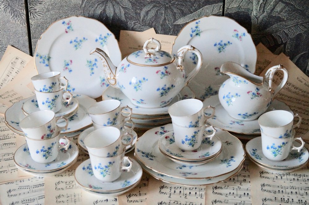Antique Porcelain Tea Service Set from Louis Aimé Césaire Macé, 1860s ...