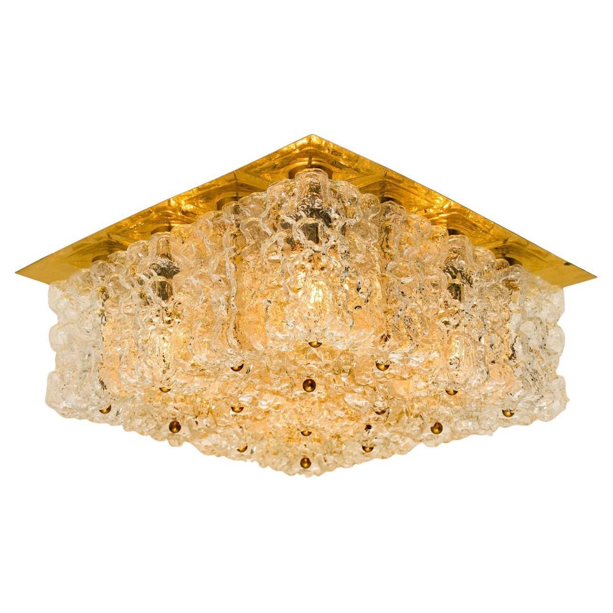 Large Thick Textured Glass Ceiling Flushmount from Kaiser, 1960s for ...
