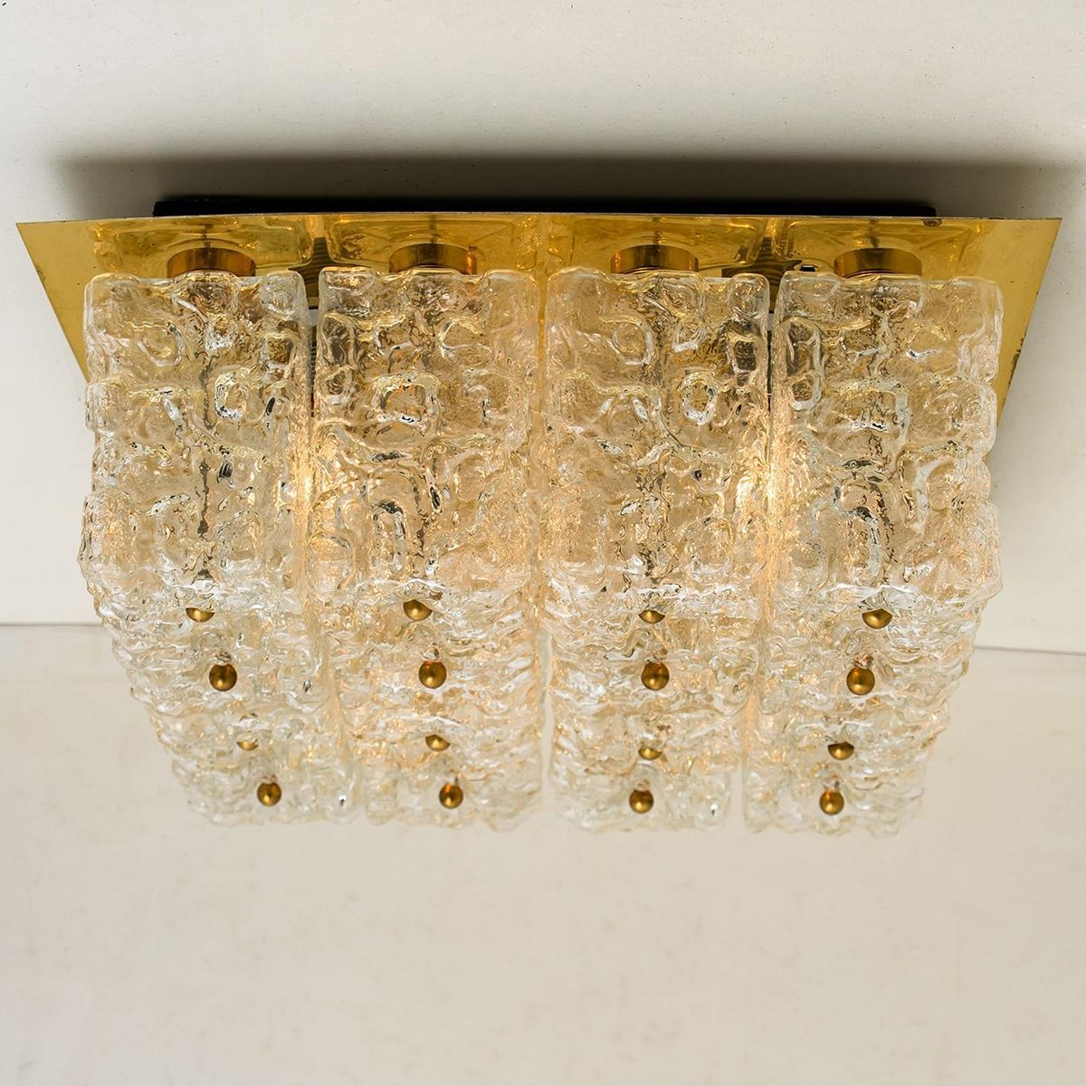 Large Thick Textured Glass Ceiling Flushmount from Kaiser, 1960s for ...