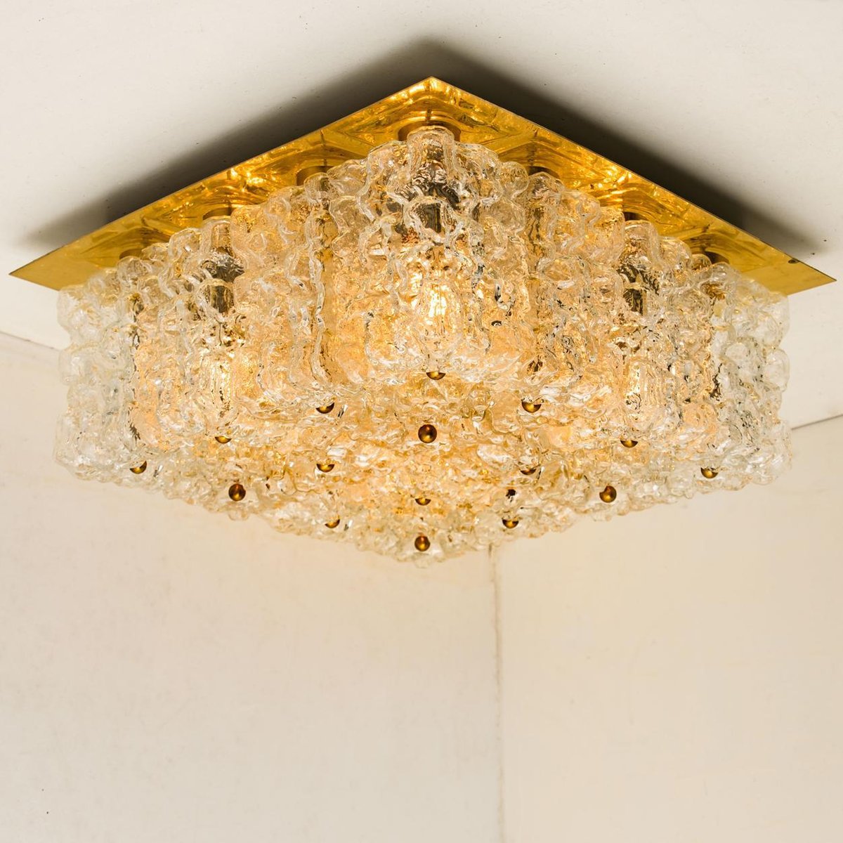 Large Thick Textured Glass Ceiling Flushmount from Kaiser, 1960s for ...