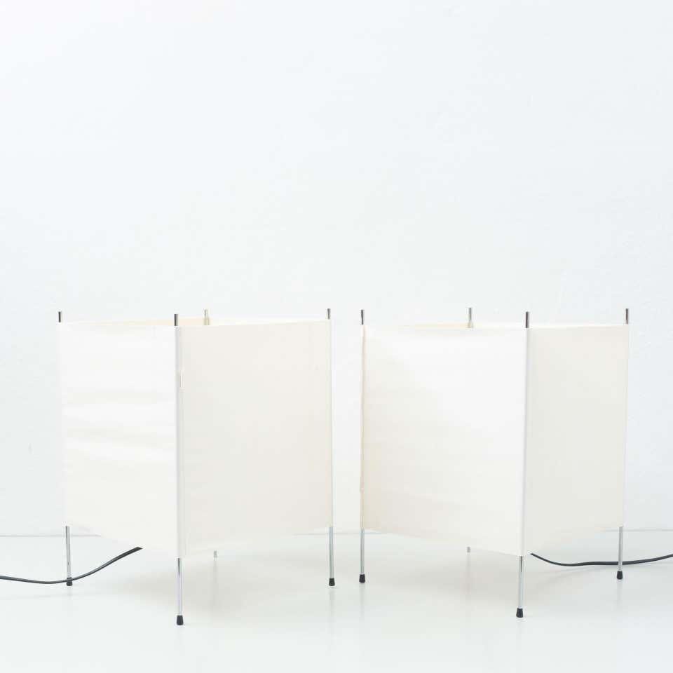 Collapsible Steel and White Fabric Table Lamps, 1970s, Set of 2 for ...