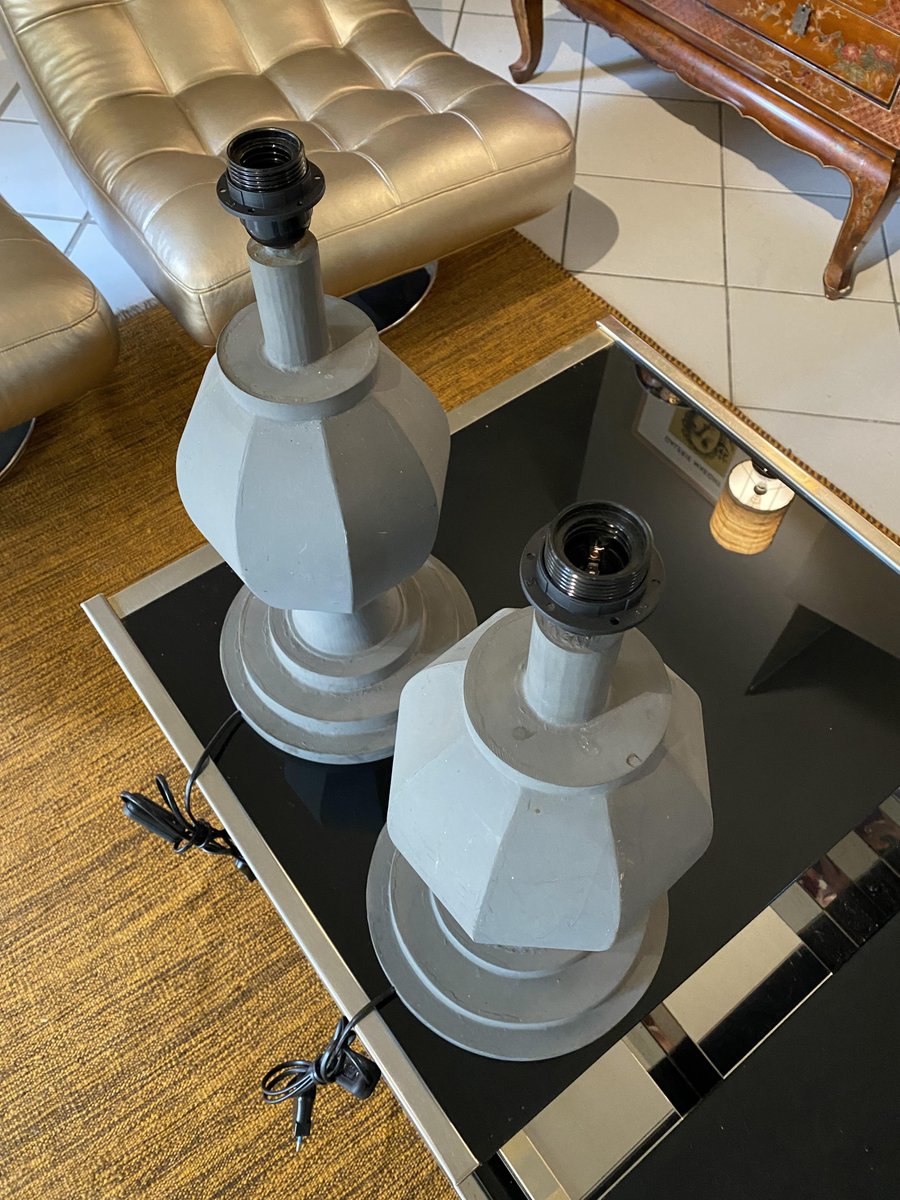 Decorative Lamp Bases in Grey Sheet Metal, Set of 2 for sale at Pamono