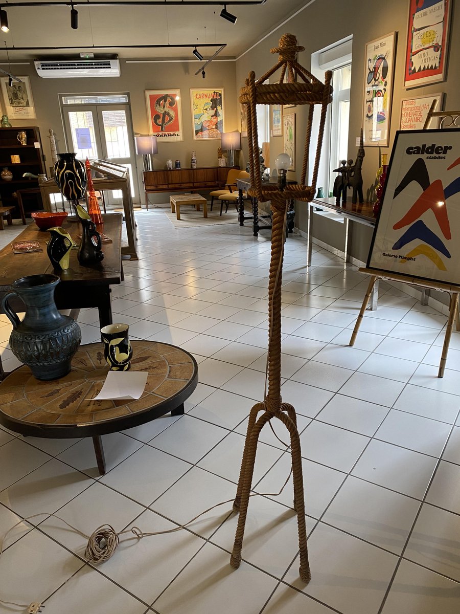 Rope Floor Lamp by Audoux Minet, 1940s for sale at Pamono