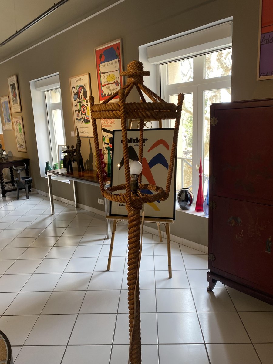 Rope Floor Lamp by Audoux Minet, 1940s for sale at Pamono