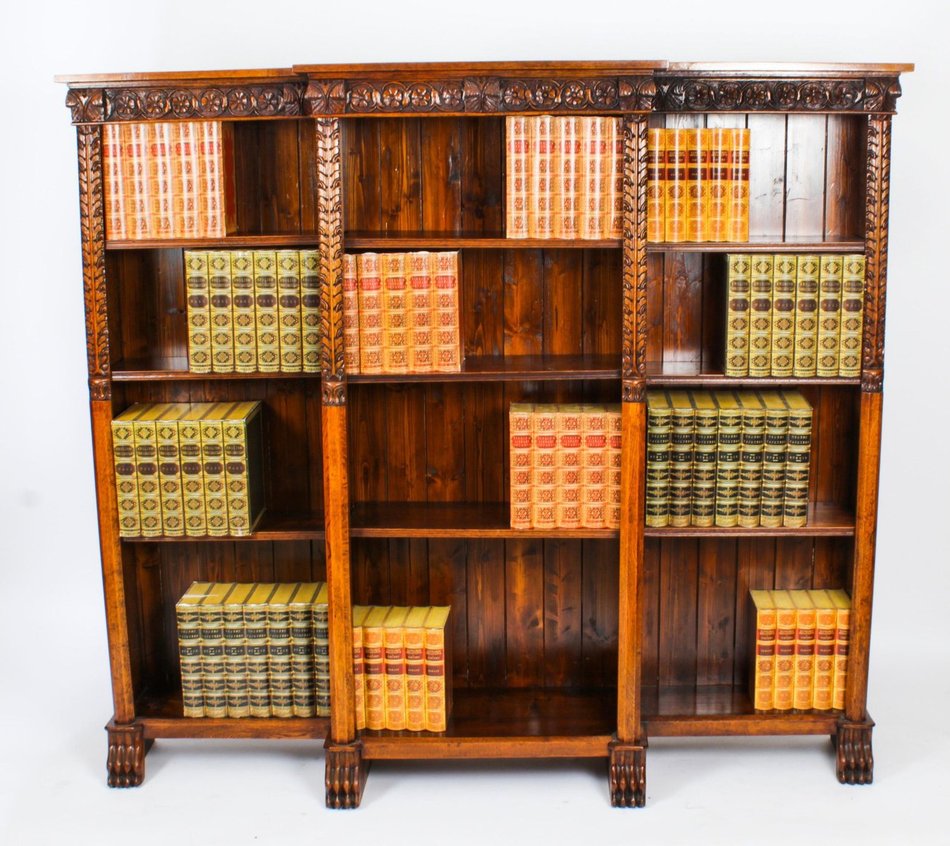 Antique Victorian Open Breakfront Bookcase, 1800s for sale at Pamono