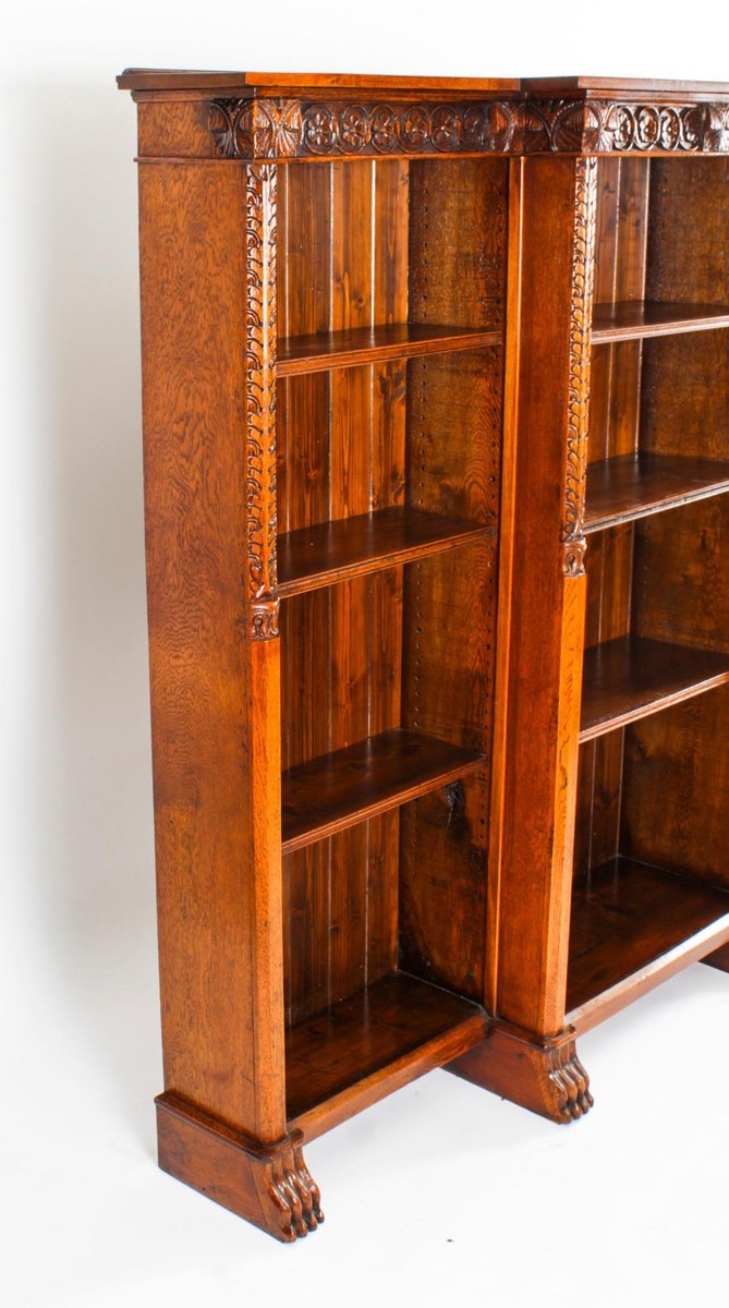 Antique Victorian Open Breakfront Bookcase, 1800s for sale at Pamono