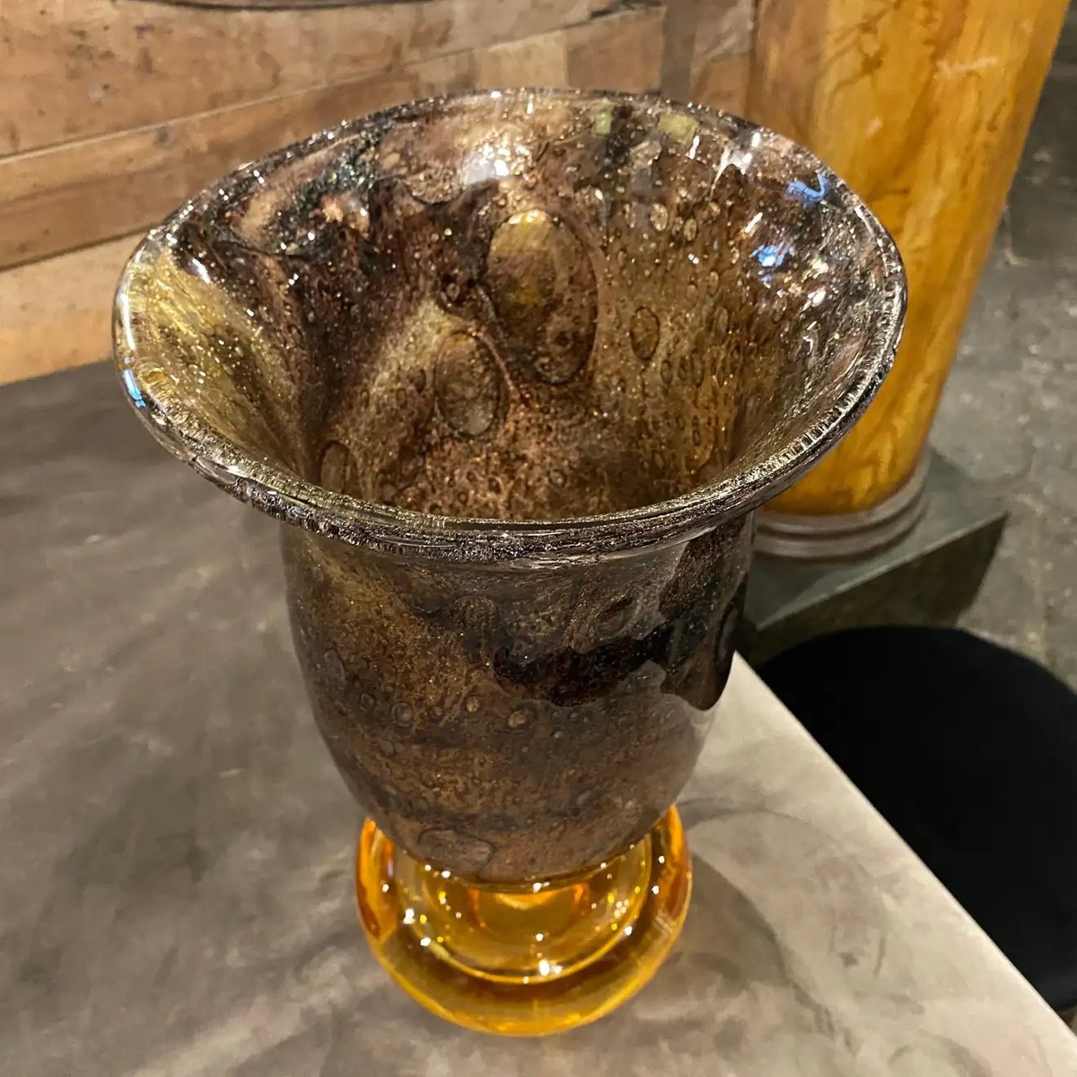 Vaso modernista in vetro di Murano marrone di Giovanni Cenedese, anni ...