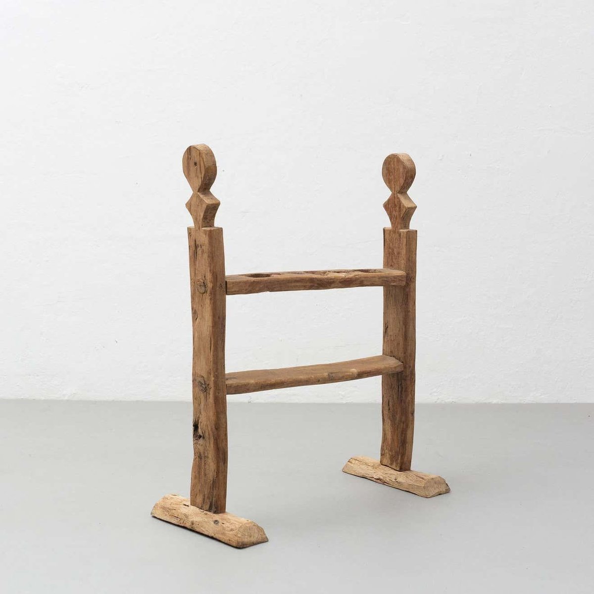 Spanish Hachero Traditional Natural Oak Wood Candleholder, 1890s for ...