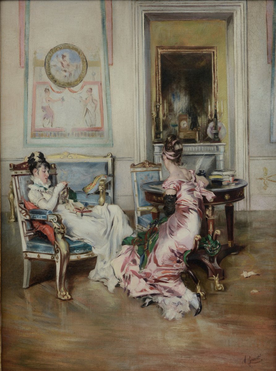 Angelo Granati, In the Parlor, Italy, Oil on Canvas, Framed for sale at ...
