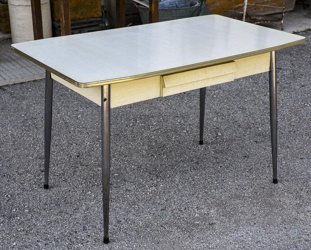Kitchen Table with White Formica Top and Leveler, Italy, 1970s for sale ...