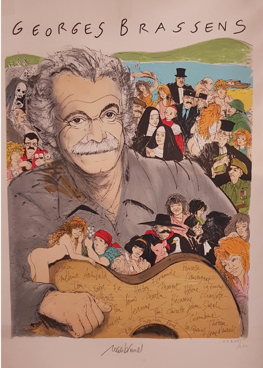 Roger Brunel, Brassens, 1980, Original Lithographie bei Pamono kaufen