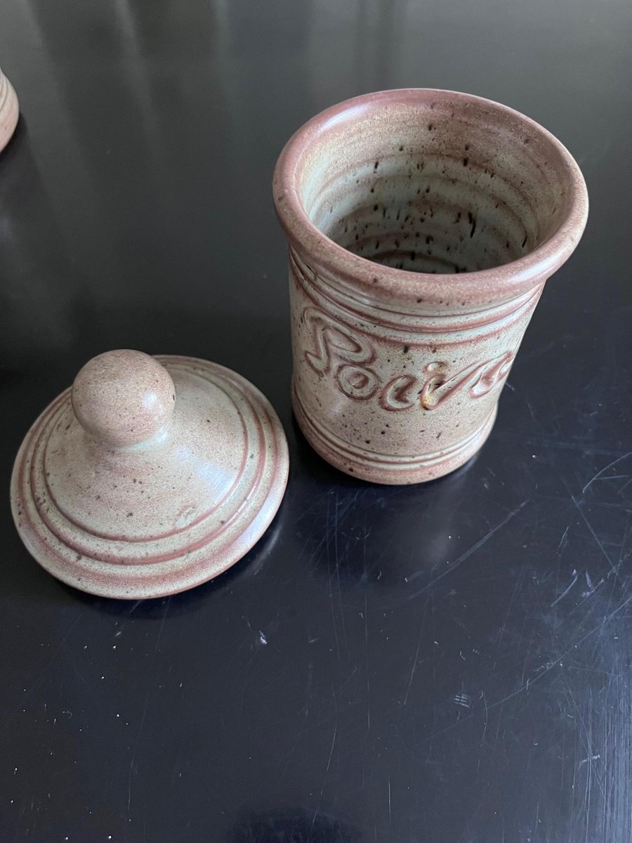 Vallauris Ceramic Pots with Lids, Set of 3 for sale at Pamono