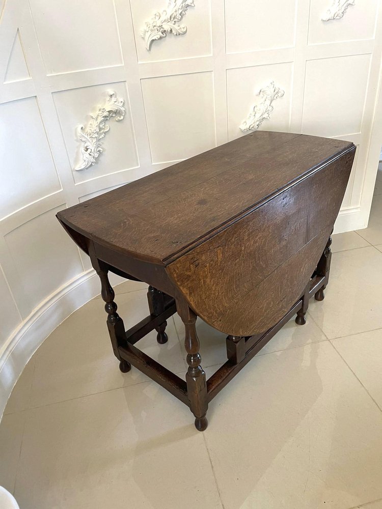 Antique Oak Gate Leg Dining Table, 17th Century for sale at Pamono