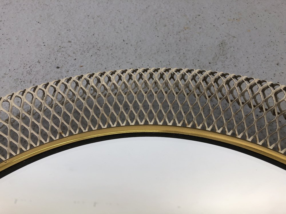 Large Round Wire Mesh and Crystal Glass Mirror from United Workshops ...