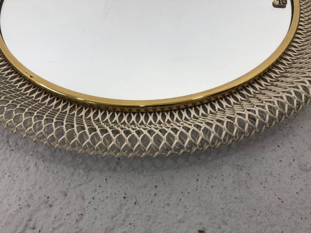 Large Round Wire Mesh and Crystal Glass Mirror from United Workshops ...