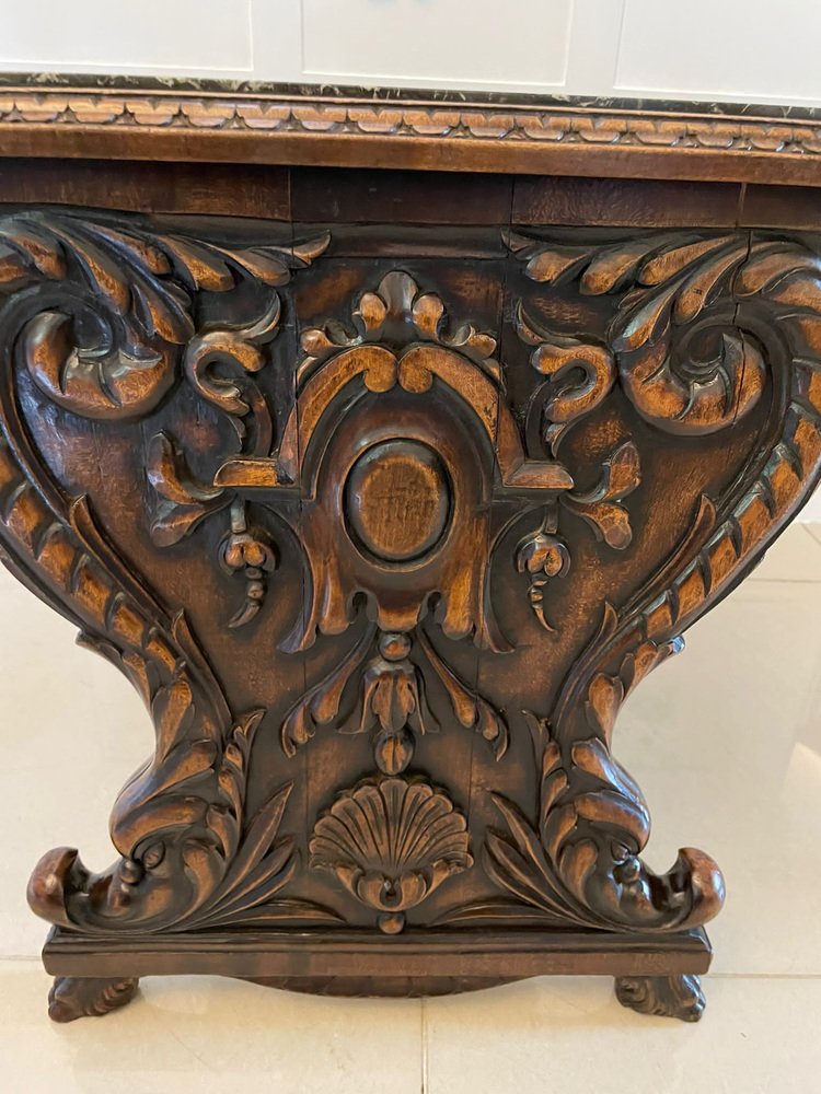Antique Carved Walnut and Marble Top Italian Coffee Table for sale at ...