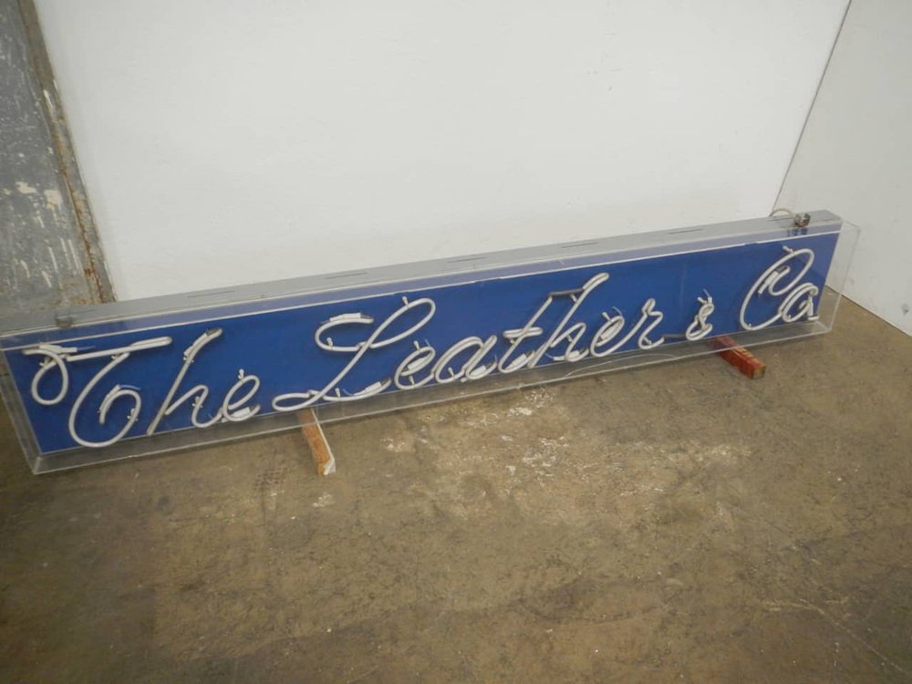 Neon Leather Workshop Sign, 1980s for sale at Pamono